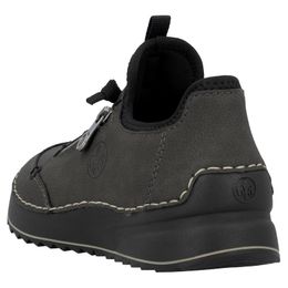 Rieker Damen Sneaker Schn&uuml;rschuh, Halbschuh, Slipper mit Kontrastnaht grau 40