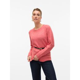 V&eacute;ro Moda Vero Moda Damen Rundhalspullover &raquo;VMDOFFY LS O-NECK BLOUSE GA NOOS&laquo; Materialmix, regular fit rot M