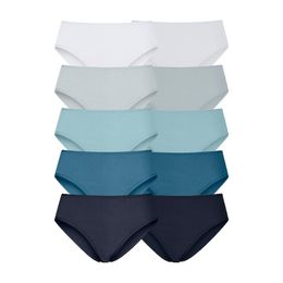 Petite Fleur Damen Petite Fleur Jazz-Pants Slips 10er-Pack, aus elastischer Baumwolle blau 32/34