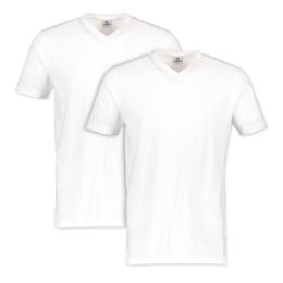 Lerros Herren Lerros V-Shirt Spar-Set, 2 Stk. unifarben, 2-er Pack V-Shirt wei&szlig; S