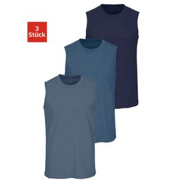 H.I.S. H.I.S Herren Muscleshirt Packung, 3 Stk. mit Rundhalsausschnitt blau 4/S