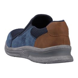 Rieker Herren Slipper Schlupfschuh, Freizeitschuh mit seitlichen Stretcheins&auml;tzen, G-Weite blau 40