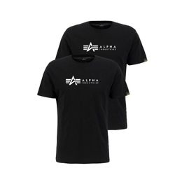 Alpha Industries Herren Rundhalsshirt &raquo;Label T 2 Pack&laquo; Packung, 2er-Pack, 2 Stk. schwarz L