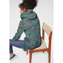 Ragwear Damen Kapuzensweatshirt &raquo;GRIPY FLOWERS O&laquo;, Hoodie mit floralem All Over-Druck gr&uuml;n XXL