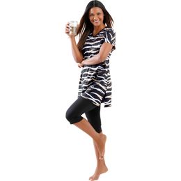 w&auml;schepur Damen Capri-Anzug schwarz-camel-bedruckt Gr&ouml;&szlig;e 40/42
