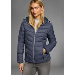 Polarino Damen Steppjacke mit Kapuze &Uuml;bergangsjacke f&uuml;r k&uuml;hle Tage, aus leichtem Webmaterial blau 42