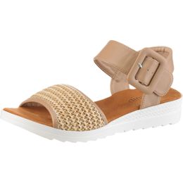 Damen Sandalette mit Gummizug camel Gr&ouml;&szlig;e 36