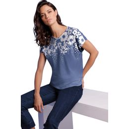 CREATION L PREMIUM Damen Kurzarmshirt mit Foliendruck rauchblau-bedruckt Gr&ouml;&szlig;e 36