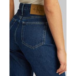 Calvin Klein Jeans Damen Mom-Jeans &raquo;HIGH RISE STRAIGHT&laquo; leichte Stoned wash Optik, mit Coinpocket blau 30, L&auml;nge 32