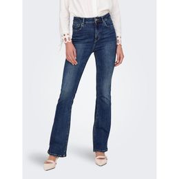 Only Damen Only Bootcut-Jeans &raquo;ONLMILA HW FLARED DNM BJ374&laquo; mit Destroyed Effekt blau 25, L&auml;nge 32