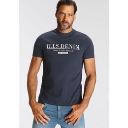 H.I.S. H.I.S Herren T-Shirt schmale Passform, bedrucktes Design, Rundhalsausschnitt blau S (44/46)