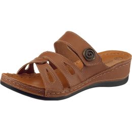Damen Pantolette mit Keilabsatz cognac Gr&ouml;&szlig;e 40