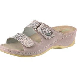 Waldl&auml;ufer Damen Pantolette aus Glatt- und Veloursleder ros&eacute; Gr&ouml;&szlig;e 36