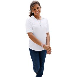 Damen Poloshirt mit 2-in-1-Optik ecru, Gr&ouml;&szlig;e 40