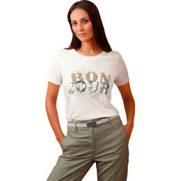 Heine Damen T-Shirt mit Pailletten ecru Gr&ouml;&szlig;e 38