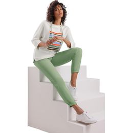 CREATION L PREMIUM Damen Sweatshirt mit weitem Stehkragen ecru-eucalyptus-bedruckt Gr&ouml;&szlig;e 40