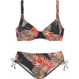 Lascana Damen B&uuml;gel-Bikini schwarz-bedruckt Gr&ouml;&szlig;e 36B
