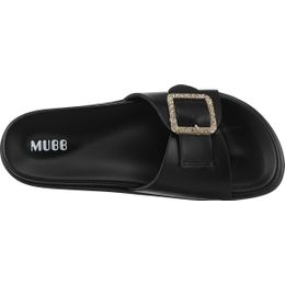 MUBB Damen Badepantolette mit Memory-Fu&szlig;bett schwarz Gr&ouml;&szlig;e 37
