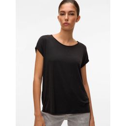 V&eacute;ro Moda Vero Moda Damen Rundhalsshirt &raquo;VMAVA PLAIN SS TOP GAJRS NOOS&laquo; Materialmix, regular fit schwarz M