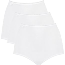 Sloggi Damen Sloggi Maxislip &raquo;24/7 Cotton&laquo; 3er Pack, h&ouml;her geschnittene Passform, elastisch, Spitze, blickdicht, weich wei&szlig; 46