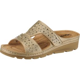 Gemini Damen Pantolette mit Glitzersteinchen goldfarben Gr&ouml;&szlig;e 40