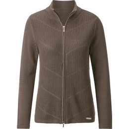 CR&Eacute;ATION L Damen Strickjacke mit 2-Wege-Zipper dunkeltaupe Gr&ouml;&szlig;e 38
