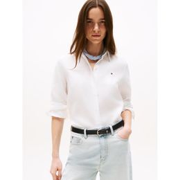 Tommy Hilfiger Damen Hemdbluse &raquo;ESS LINEN RELAXED SHIRT&laquo; mit Logostickerei,k&uuml;hlendes Premium Leinen wei&szlig; 36