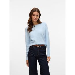 V&eacute;ro Moda Vero Moda Damen Rundhalspullover &raquo;VMDOFFY LS O-NECK BLOUSE GA NOOS&laquo; Materialmix, regular fit blau S
