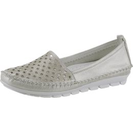 Gemini Damen Slipper mit Leder-Wechselfu&szlig;bett silberfarben Gr&ouml;&szlig;e 39