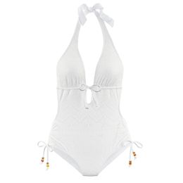 Lascana Damen Lascana Badeanzug &raquo;Omara&laquo; mit Lochstickerei beige 36, Cup A/B