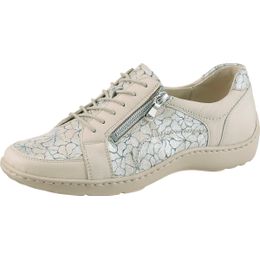 Waldl&auml;ufer Damen Schn&uuml;rschuh mit seitlichem Rei&szlig;verschluss beige-silberfarben Gr&ouml;&szlig;e 4,5
