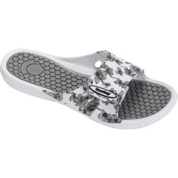 Fashy Damen Badepantolette mit floralem Muster wei&szlig;-bedruckt Gr&ouml;&szlig;e 37
