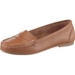 Damen Slipper in Mokassin-Machart cognac Gr&ouml;&szlig;e 40