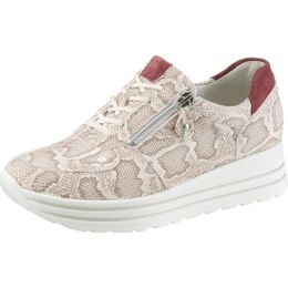 Waldl&auml;ufer Damen Sneaker mit Schlangenmuster, Leder elfenbein-bedruckt Gr&ouml;&szlig;e 5