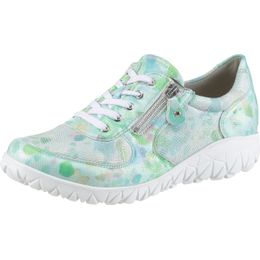 Waldl&auml;ufer Damen Sneaker aus Textil, mit Wechselfu&szlig;bett blaugr&uuml;n-bedruckt Gr&ouml;&szlig;e 7