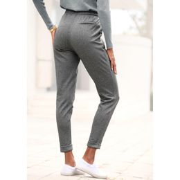 Vivance Damen Jogger Pants mit Streifenmuster, Schlupfhose, schmaler Schnitt grau 36, N-Gr