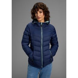 Polarino Damen Steppjacke mit Kapuze &Uuml;bergangsjacke f&uuml;r k&uuml;hle Tage, aus leichtem Webmaterial blau 44