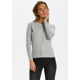 Saint Tropez Damen Strickjacke &raquo;A8661, MilaSZ R-Neck Cardigan&laquo; Viskose Feinstrick, Classic Fit grau S