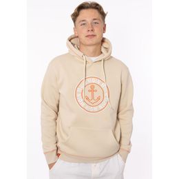 Zwillingsherz Herren Hoodie &raquo;"Anker & Moin"&laquo;, mit neongelber Kontrastnaht beige M
