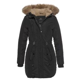 ALPENBLITZ Damen ALPENBLITZ Parka &raquo;Wintercharme&laquo; mit Kapuze f&uuml;r kalte Temperaturen, aus Webstoff, mit Kapuze, mit Taschen schwarz 44