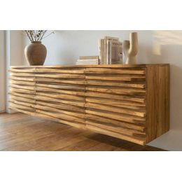 Riess Ambiente H&auml;ngendes Sideboard RELIEF 175cm natur Akazie Massivholz mit Schubladen Riess-Ambiente