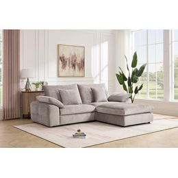 Riess Ambiente Stilvolles Sofa SOHO 225cm beige Chenille 3-Sitzer Couch mit Wellenunterfederung Riess-Ambiente Wohnzimmer Modern Skandinavisch