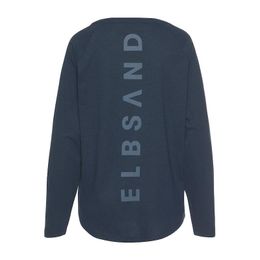 ELBSAND Damen Longsleeve &raquo;Tinna&laquo; mit Logodruck hinten, Langarmshirt aus Baumwoll-Mix, sportlich-casual blau M (38)
