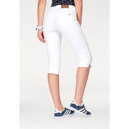 Arizona Damen Caprijeans &raquo;mit Schlitz am Saum&laquo; schmale Passform, mit stylischen Nieten, hohe Taille wei&szlig; 54, N-Gr
