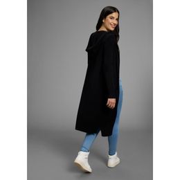 Kangaroos Damen Kangaroos Longstrickjacke in offener Long-Form mit Kapuze schwarz 40/42