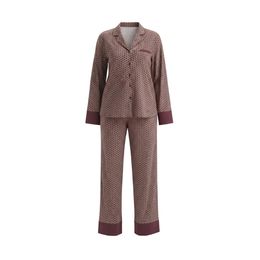 Dagi Pyjama Damen Gr&ouml;&szlig;e L beige / schoko / cyclam Winterkleid