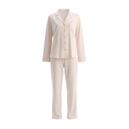 Dagi Pyjama Damen Gr&ouml;&szlig;e L beige / wei&szlig; Winterkleid