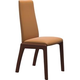 Polsterstuhl stressless "Laurel", braun (new caramel batick, walnuss), B:57cm H:92cm T:59cm, Leder BATICK: BATICK ist ein leicht korrigiertes, durchgef&auml;rbtes und genarbtes M&ouml;belleder, bei dem die meisten Unebenheiten und Spuren in der Regel entfernt wurden., St&uuml;hle, Polsterstuhl, Low Back, Gr&ouml;&szlig;e L, mit abgerundeten Beinen in Walnuss