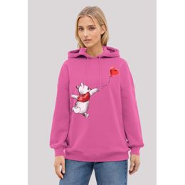 Kapuzenpullover F4NT4STIC "Winnie Puuh Luftballon Disney", Damen, Gr. XS, hyper pink, Obermaterial: 80% Baumwolle, 20% Polyester, oversize, Pullover Kapuzenpullover, Premium Qualit&auml;t