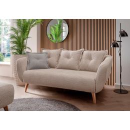 2,5-Sitzer Home Affaire "Baggio modern und romantisches Design, bequem", beige, B:196cm H:80cm T:103cm, 100% Polyester, Sofas, Zierkissen inklusive